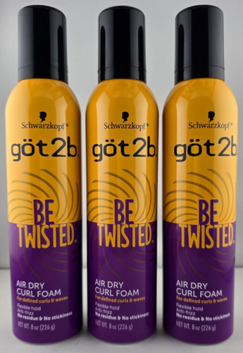 Schwarzkopf got2b BE TWISTED Air Dry Curl Foam 8 oz Flexible Hold ( 3 ...