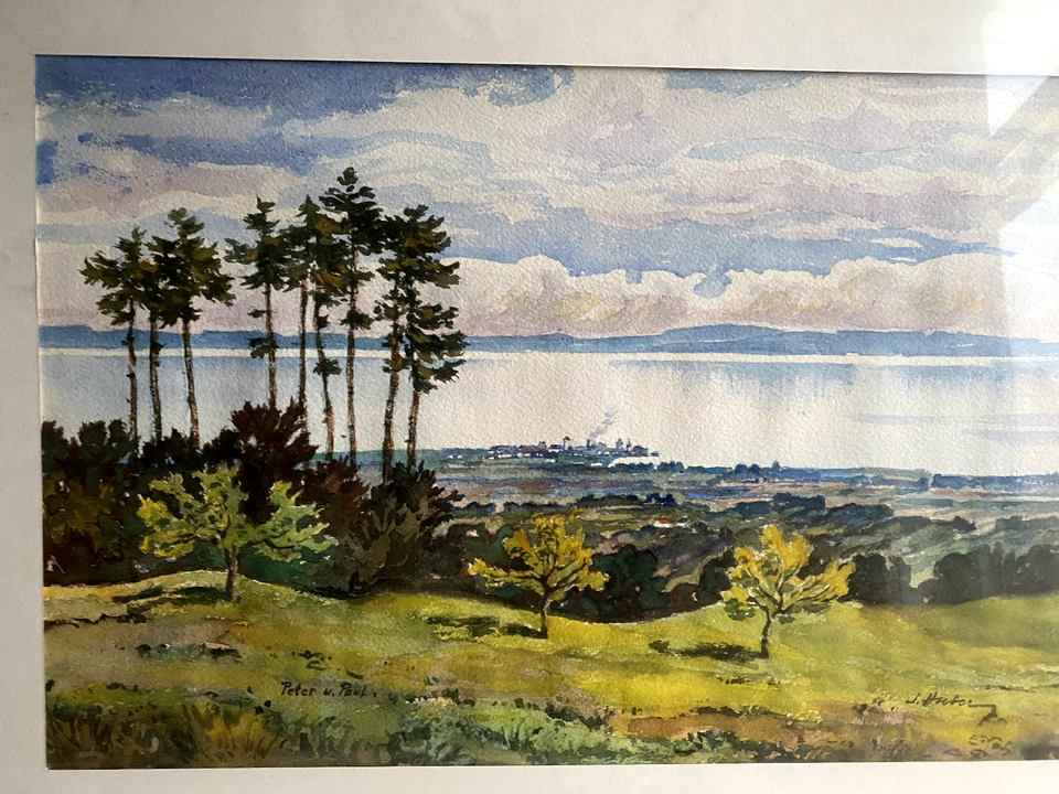 Aquarell Altstadt Kirche Peter & Paul Wasserburg Am Bodensee Bayern ...