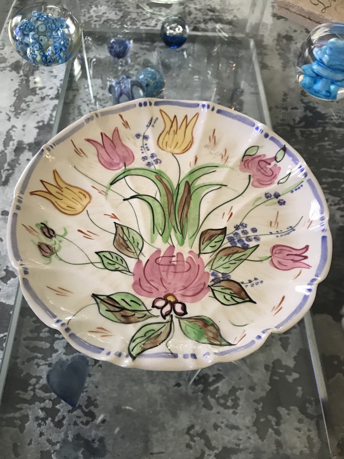 Blue Ridge Southern Pottery Nove Rose Pattern Shell Shaped Plate 9.75 ...