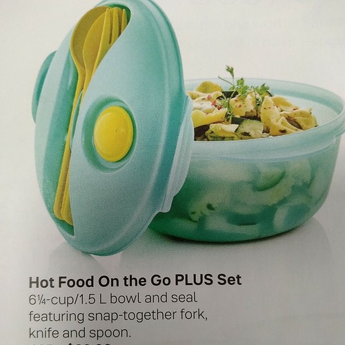 TUPPERWARE New HOT FOOD ON THE GO PLUS SET Bowl w/ Utensils! Microwave ...