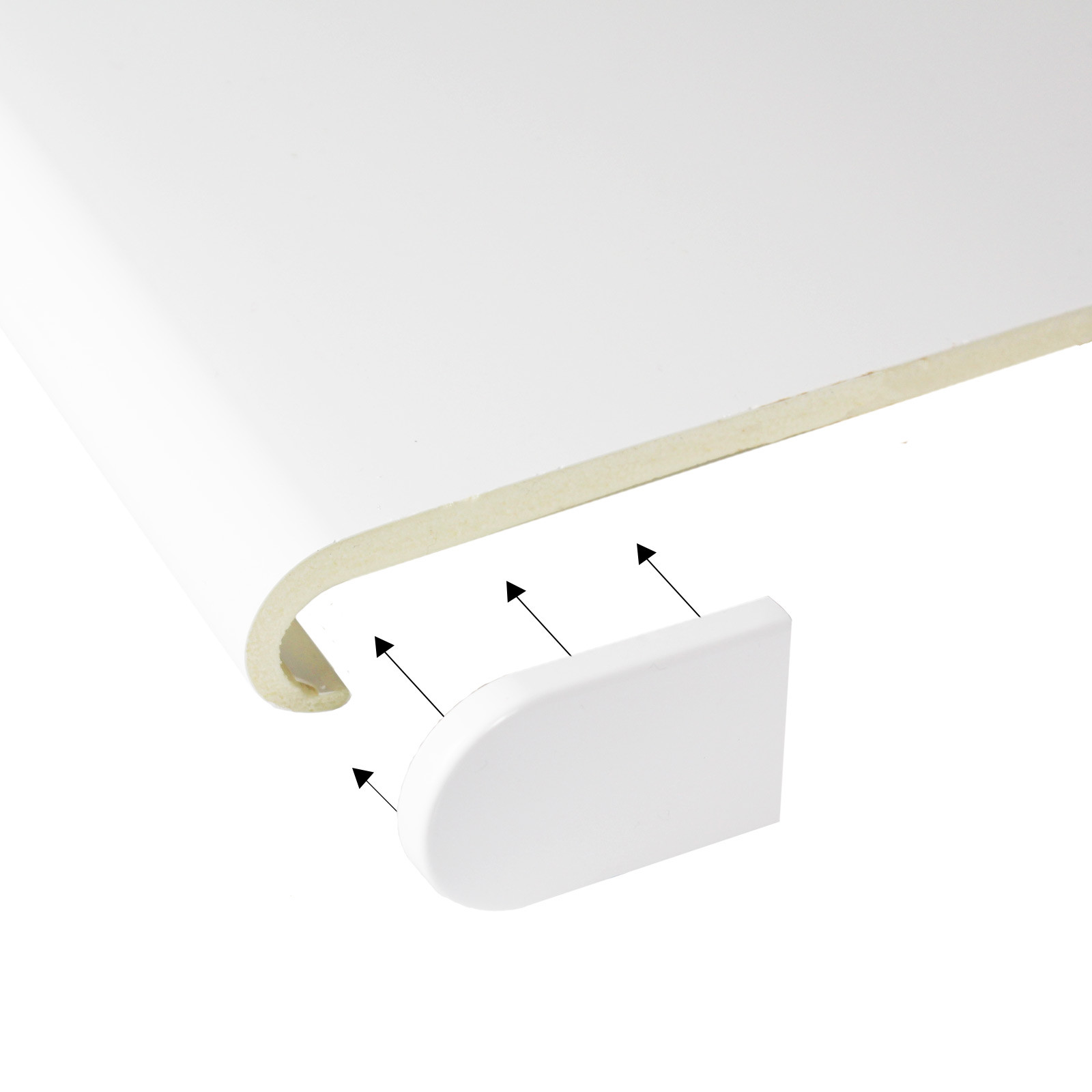 uPVC Bullnose End Cap Pair Short Window Capping Board / Cill End Covers ...