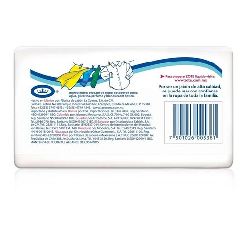 ZOTE Laundry Soap Washing Clothes 7oz Bars. Home Detergent Jabon Blanco ...