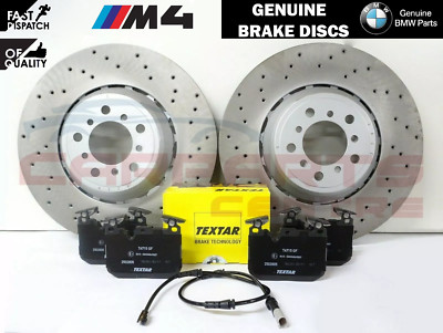 FOR BMW M3 FRONT SLOTTED DRILLED BRAKE DISCS TEXTAR OEM PADS WIRE ...