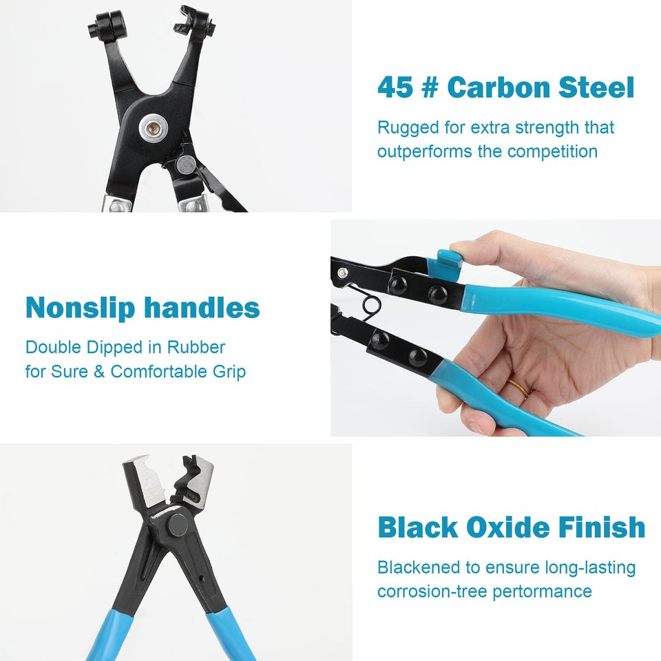Pro 9PC Hose Clamp Clip Plier Set Swivel Jaw Flat Angled Band ...