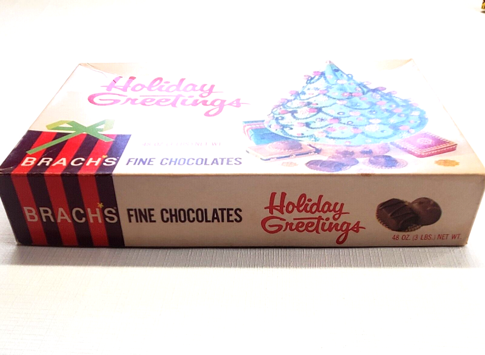Vtg Brachs Chocolate Candy Box Empty 11.25" L Holiday Greetings ...