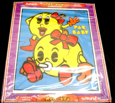 new 1982 Playskool Pac-Man Baby Pac Wooden Woodbaord Puzzle- Bally ...