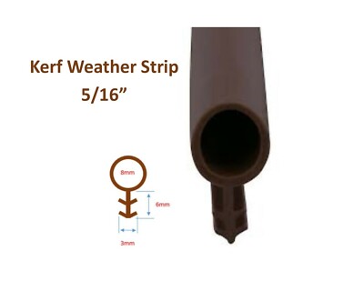 5/16" Window Kerf Slot Sash Weatherstrip Weather Seal Bulb Bubble Brown ...