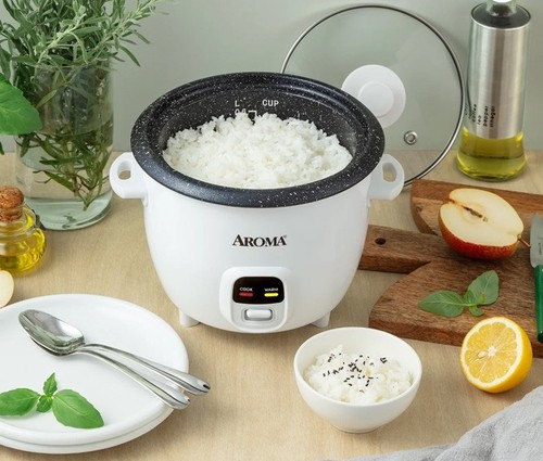 Aroma® 6-Cup Rice & Grain Cooker, 8X Bonded Granite Coating-White | eBay