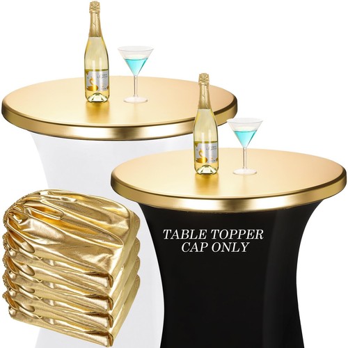 Table Topper Cap for Round Cocktail Tables, Metallic Glitter Tablecloth ...