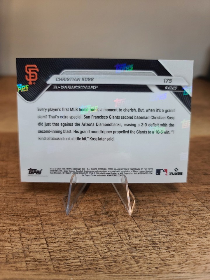 Christian Koss - 2025 MLB Topps NOW - Card 175 - 1st HR (GRAND SLAM) RC ...