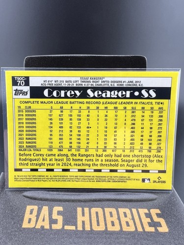 Corey Seager 2025 Topps Series One 35th Anniversary Mojo Refractor | eBay
