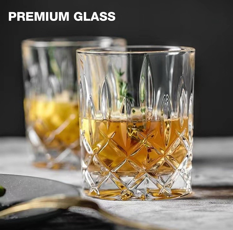 Drinking Glasses, 8 Piece Crystal Glass Cups, Mixed Glassware Set, 4 ...