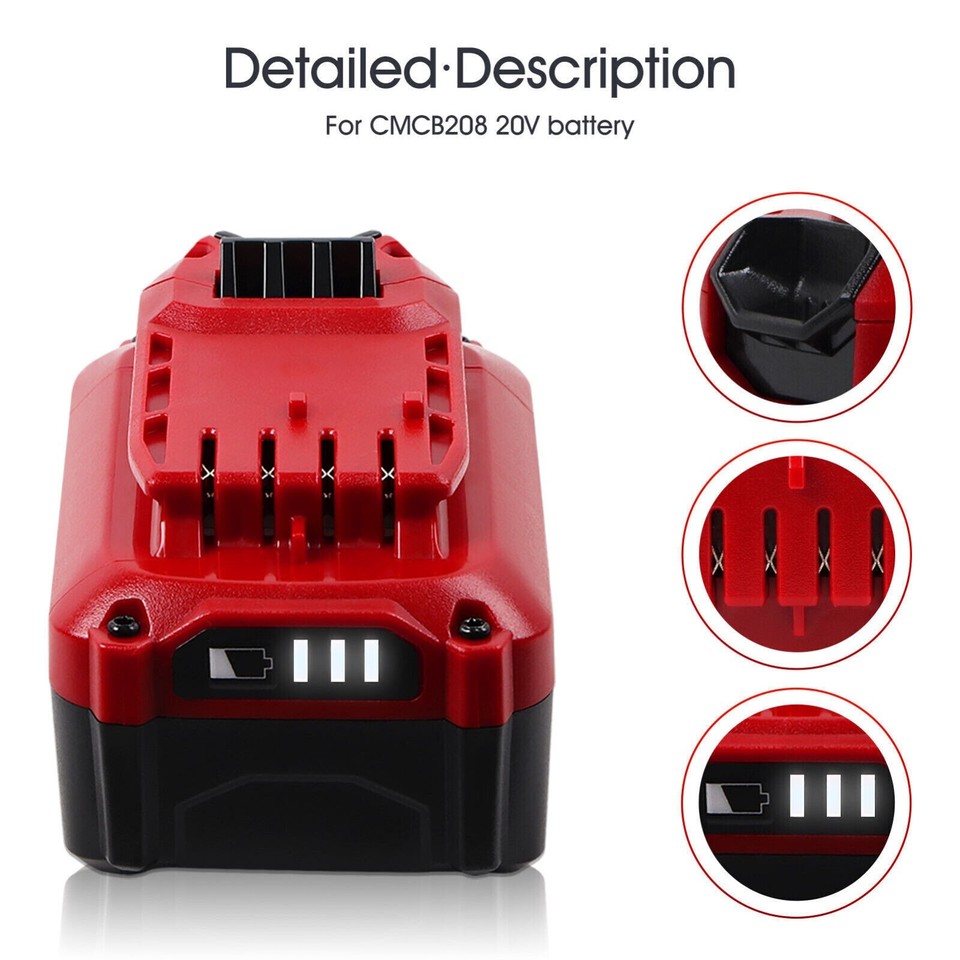 20V 8.0AH For Craftsman 20 Volt MAX Li-ion Battery CMCB206 CMCB205 ...
