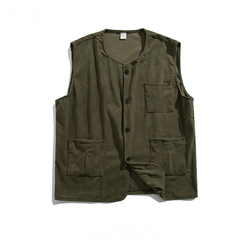 Harajuku Corduroy Japanese Vest Men's Loose Casual Waistcoat Multi ...