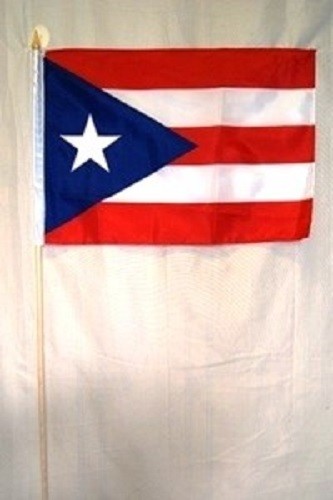 12x18 12"x18" Lot of 12 (Dozen) Puerto Rico Rican Stick Flag wood staff ...