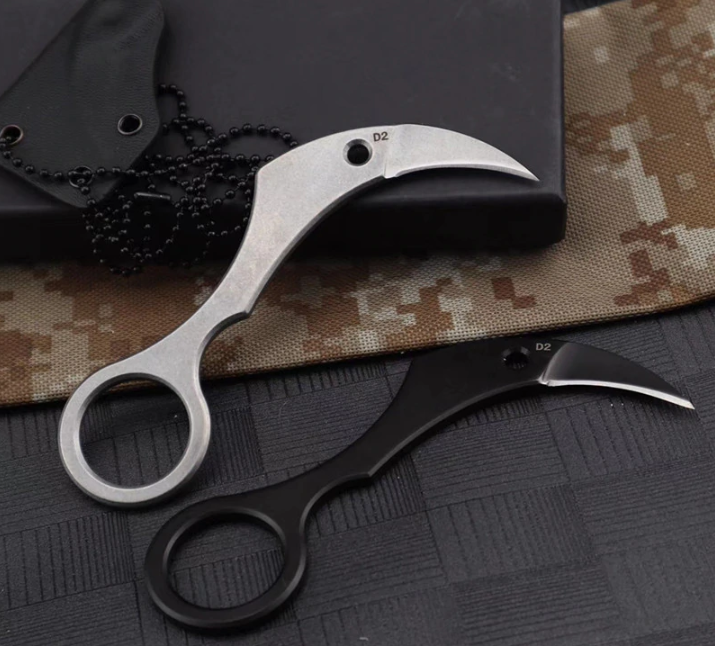 Tactical Karambit Fixed Blade Knife Full Tang D2 Blade Hunting Survival ...