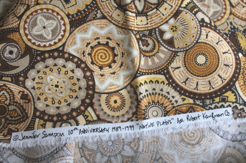 Native Plains Indian baskets print cotton fabric 3 yards Jennifer ...