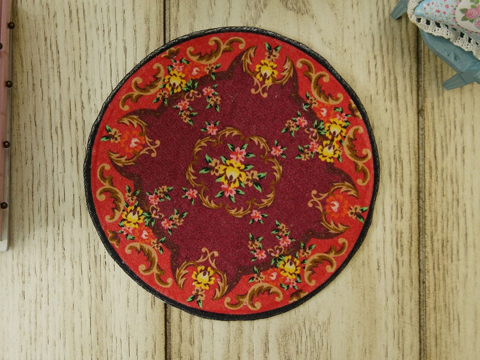 Red Burgandy Gold Green Beautiful Round Miniature Dollhouse Rug 1:12 | eBay