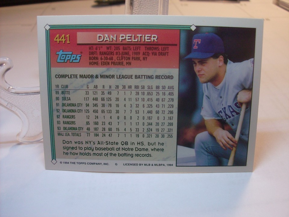 1994 Topps Gold #441 - Dan Peltier - Texas Rangers 94-433 | eBay