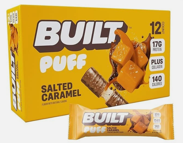 48 Built Bar, Puff Protein Bars, Salted Caramel Puff, 17g Protein ...