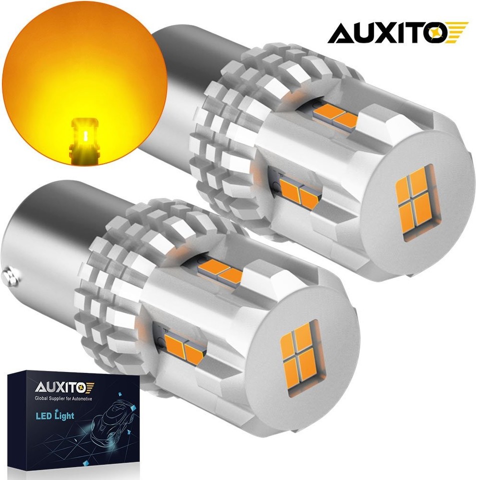 2x 1157 LED Red/Amber Bulbs Tail Brake Stop Turn Signal Light 2057 7528 ...