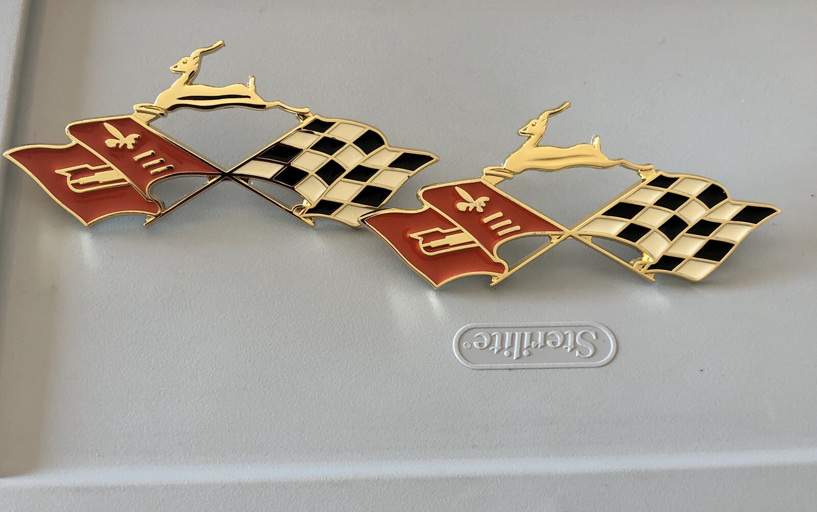 61 1961 Impala 24k Gold Plated Rear Side Quarter Panel Cross Flags | eBay
