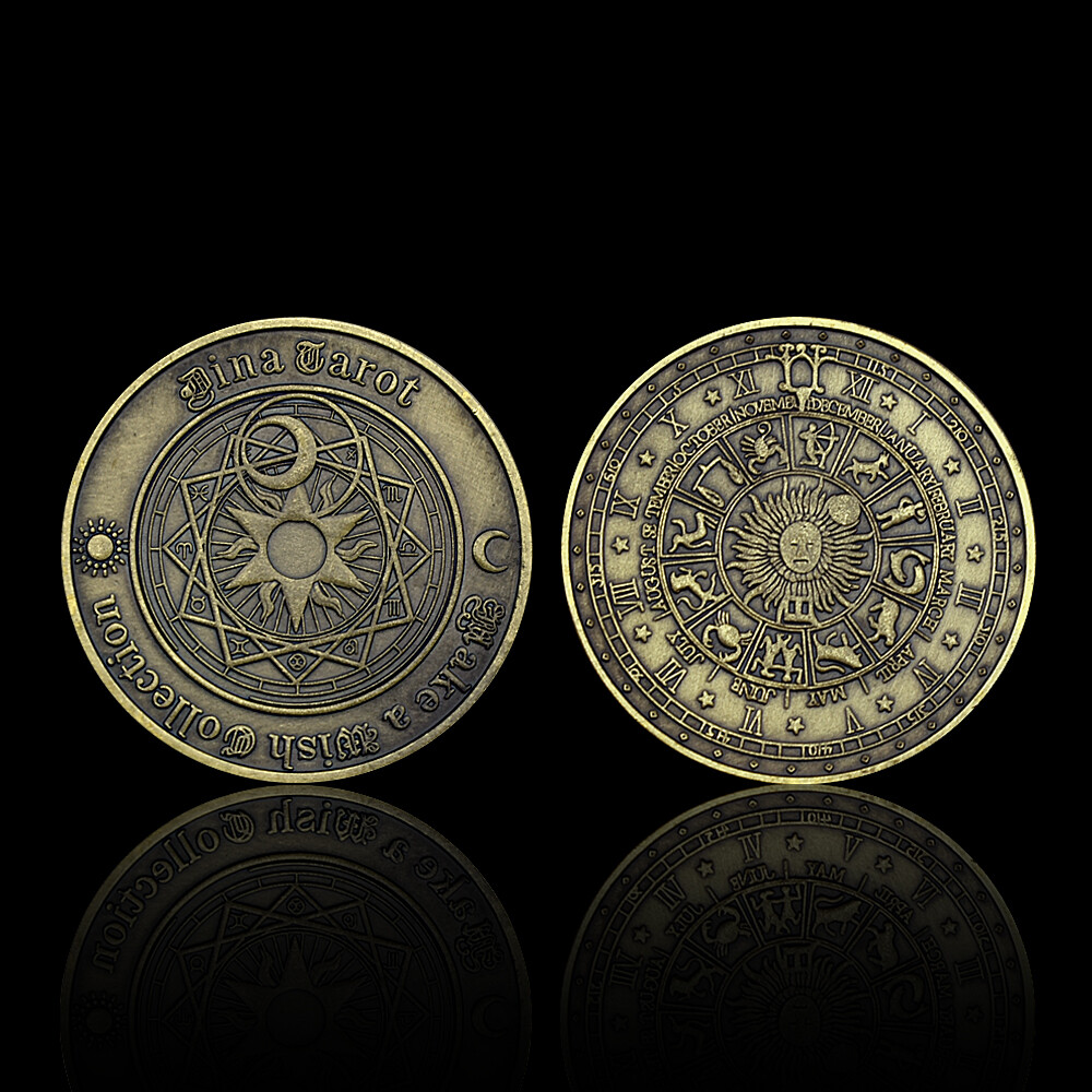 Tarot Coin Constellation Bronze Retro Commemorative Medal Astrology ...