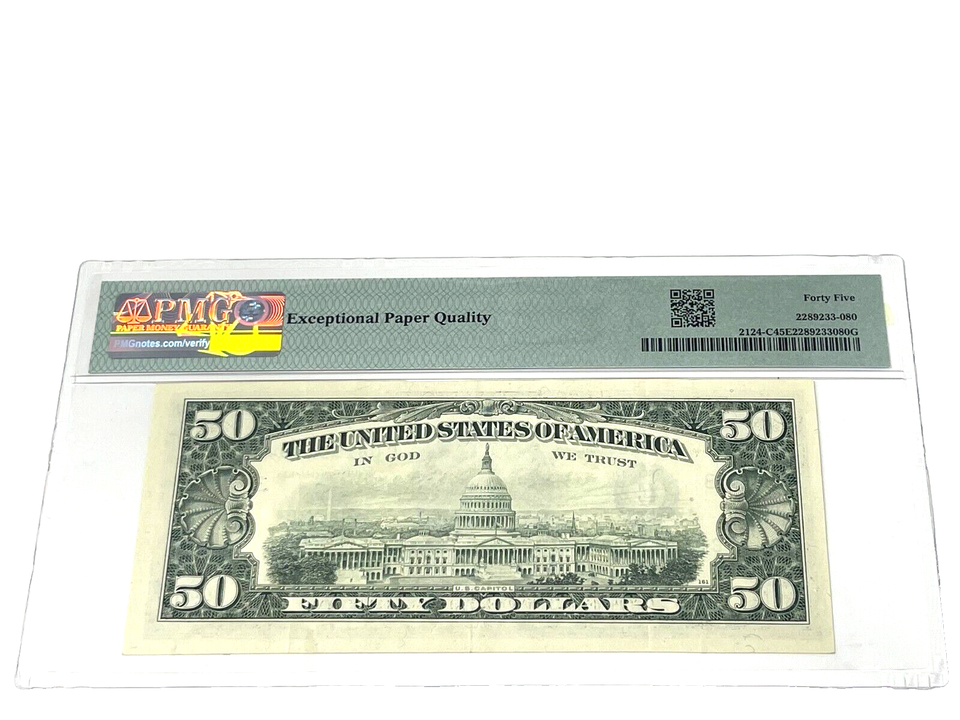 1990 $50 Fifty Dollars, FEDERAL RESERVE NOTE Philadelphi 'PMG 45 CEF ...