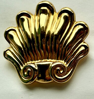 Ann Klein Clam Shell Pin Deep Gold Color Signed EUC | eBay