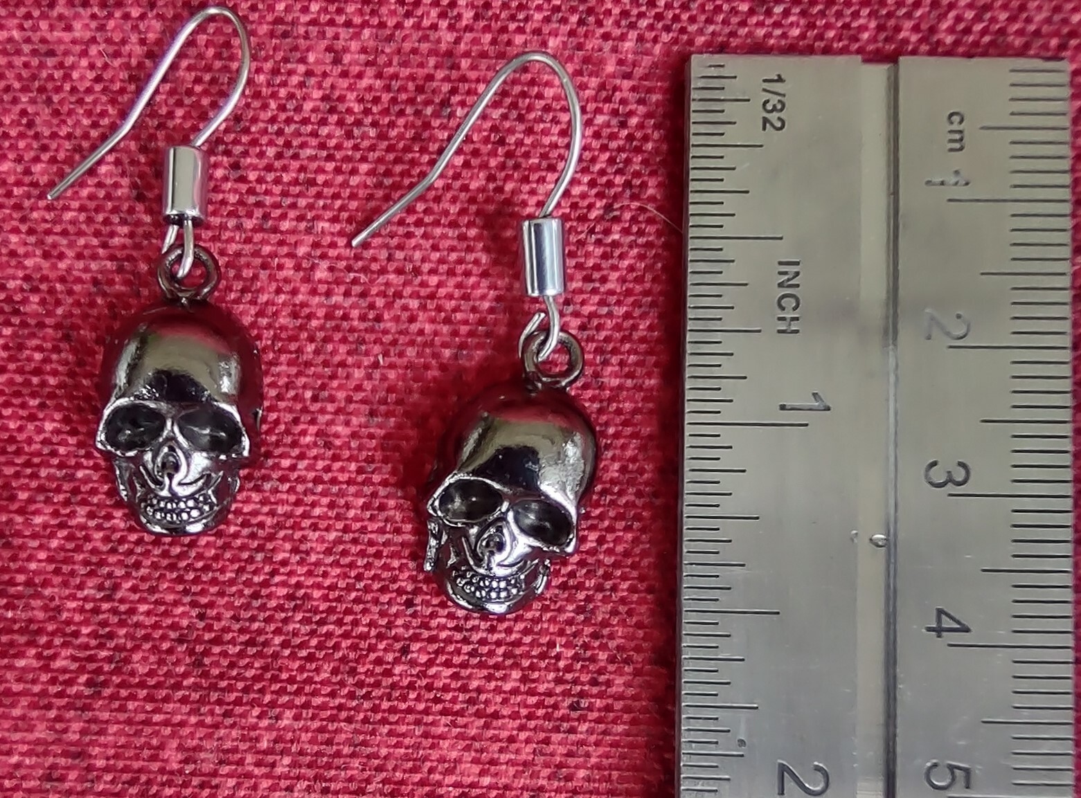 Handmade earrings“Gun black Skull”Pure T2 Titanium Ear hook Wire Real ...