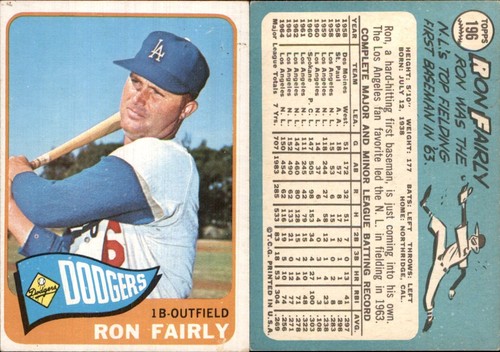 Ron Fairly 1965 Topps #196 Card $0.25 COMBD SHIP Dodgers *AutographDen ...