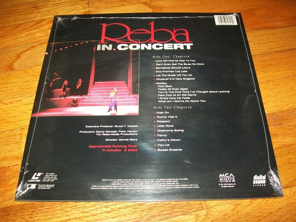 REBA IN CONCERT Laserdisc LD BRAND NEW SEALED COUNTRY MUSIC REBA ...