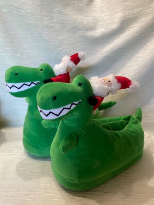 1977 American Eagle Santa on T-Rex Chirstmas Slippers size S RARE! HARD ...