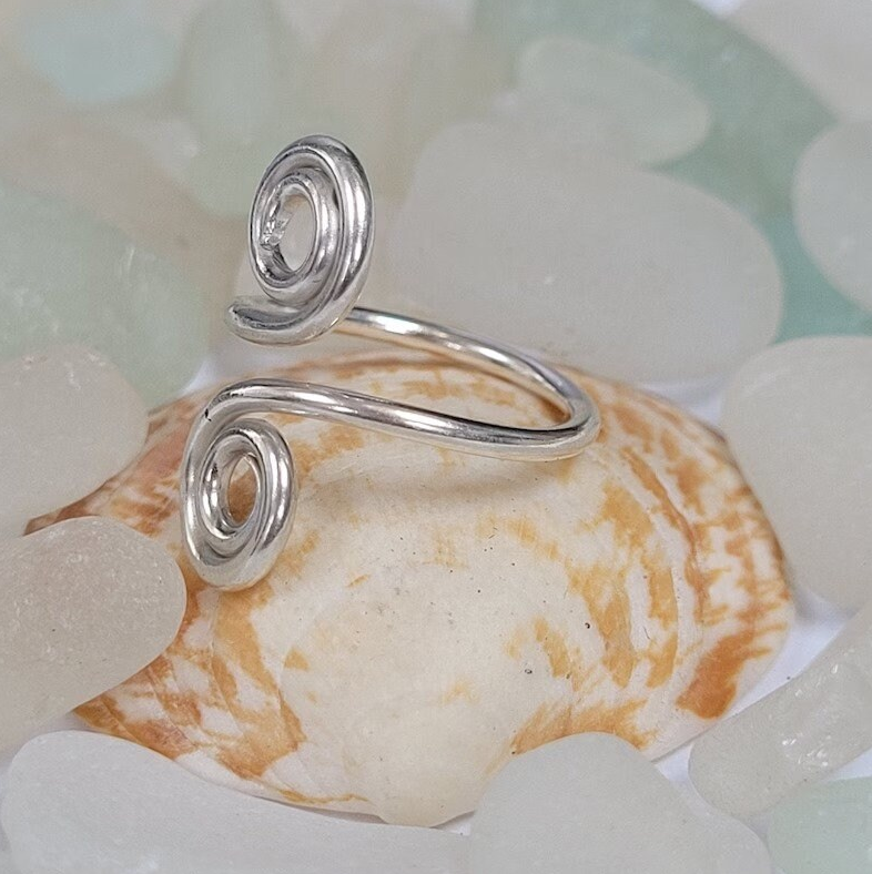 925 Sterling Silver Spiral Adjustable Spiral Swirly Toe Ring Handmade ...