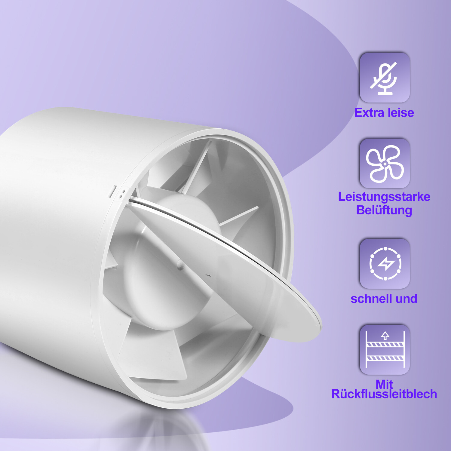 Rohrventilator Abluft Einbaulüfter mit Rückstauklappe 100/150mm ...