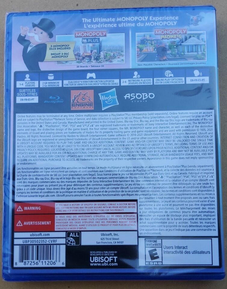 MONOPOLY PS4 MONOPOLY PLUS and MOMOPOLY MADNESS. FACTORY SEALED ...