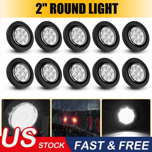 10pcs 2" Inch DOT Amber Round Trailer 9 LED Marker w/ Lights Grommet ...