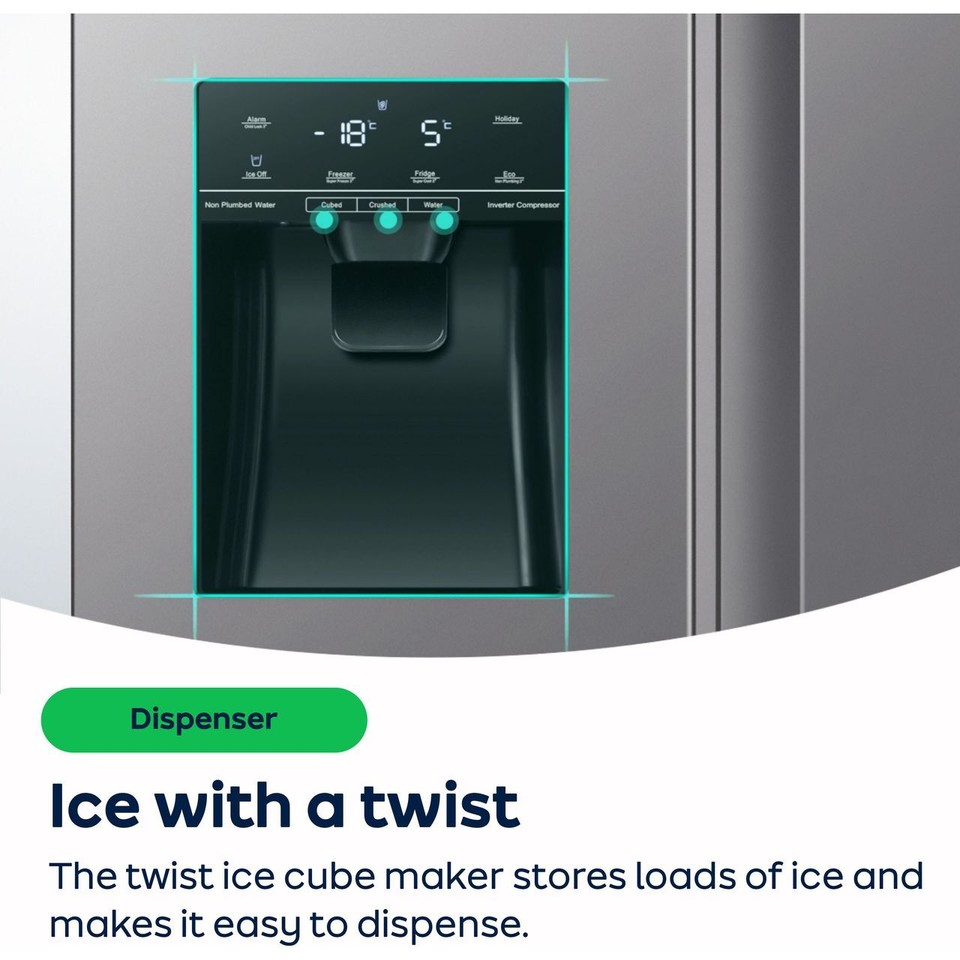 Hisense RS694N4BCE 91cm Frost Free American Fridge Freezer Stainless ...