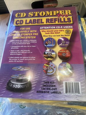 CD Stomper Pro CD Label Refills / 100 Die Cut Adhesive Labels For CD-R ...