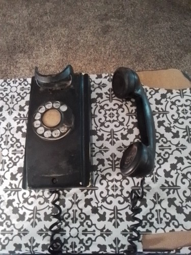 Vtg 40s F1 Black Bakelite Bell System Western Electric Rotary Dial Wall ...