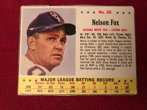 1963 Post/Jello Baseball #36 Nelson Fox, White Sox | eBay