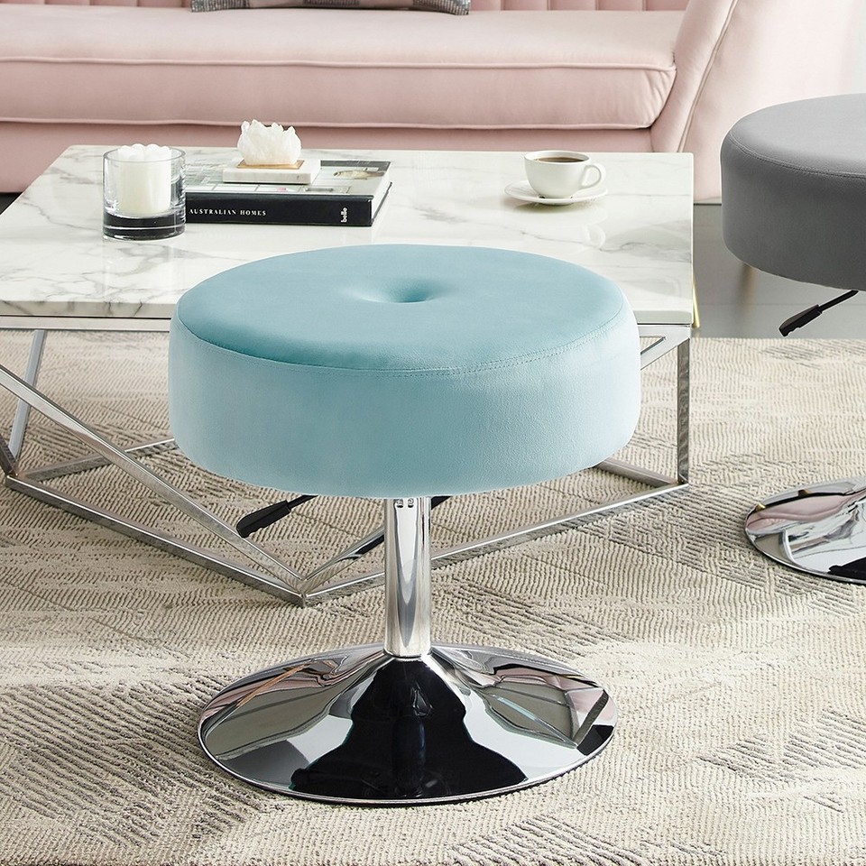 Round Swivel Velvet Stool Gas Lift Dressing Table Chair Vanity Stool ...