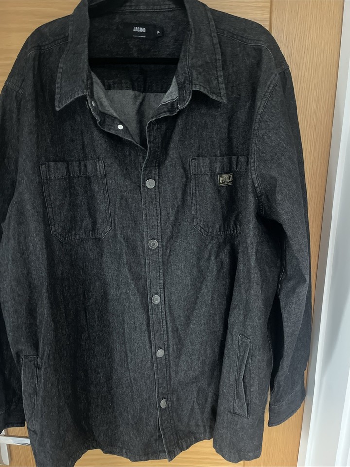 A Jacamo Dark Grey Denim Shirt | eBay UK