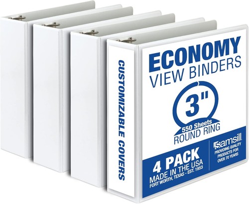 Economical 4-Pack 3-Inch Binders with Customizable Covers for School & Office | eBay