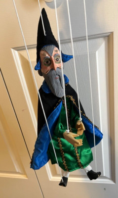 Vtg Wooden Marionette Wizard Handmade Hand Carved Original EXCELLENT | eBay