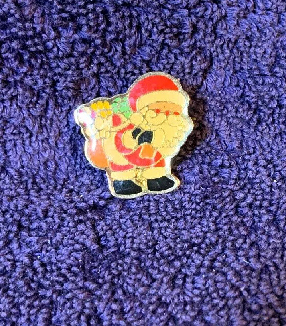 Vintage Santa With Gifts and Bag Over Shoulder Gold tone & Red Enamel ...