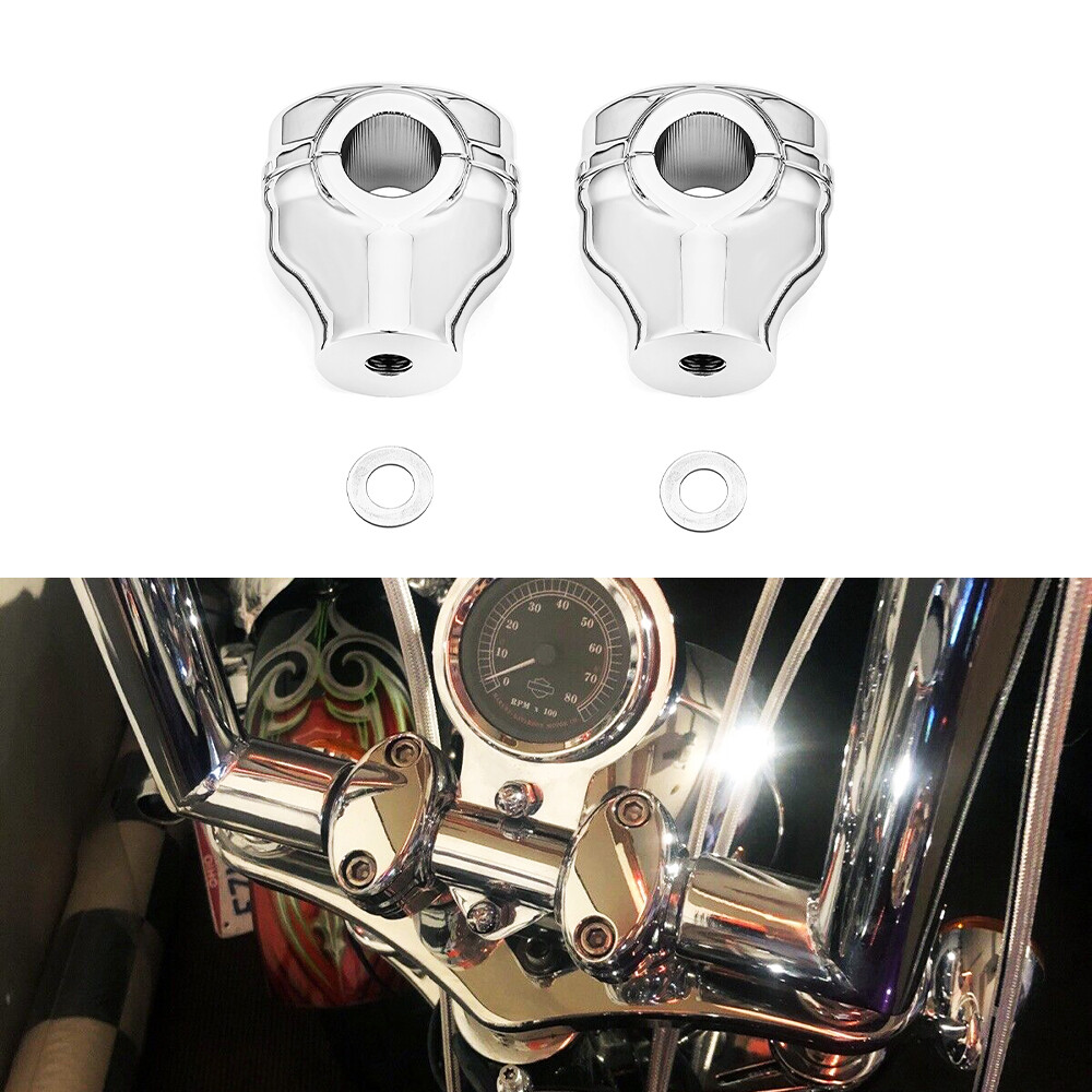 Chrome 2" Handlebar Riser 1" Clamp For Harley Dyna Super Glide Softail ...