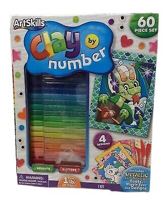 ArtSkills Clay By Number 60 Piece Set, 4 Designs Includes Metallic Clay ...