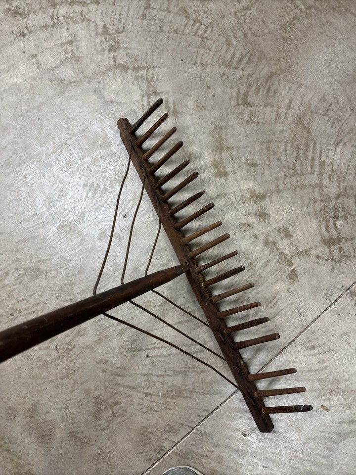 Antique Wooden Hand Hay Rake- Early 20th Century - 72” Handle - 27 ...