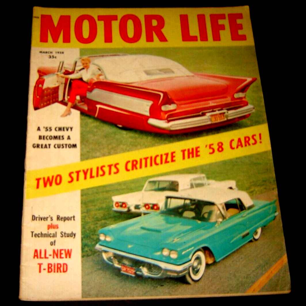 Motor Life magazine March 1958, 55 Chevy Custom, New T-Bird | eBay
